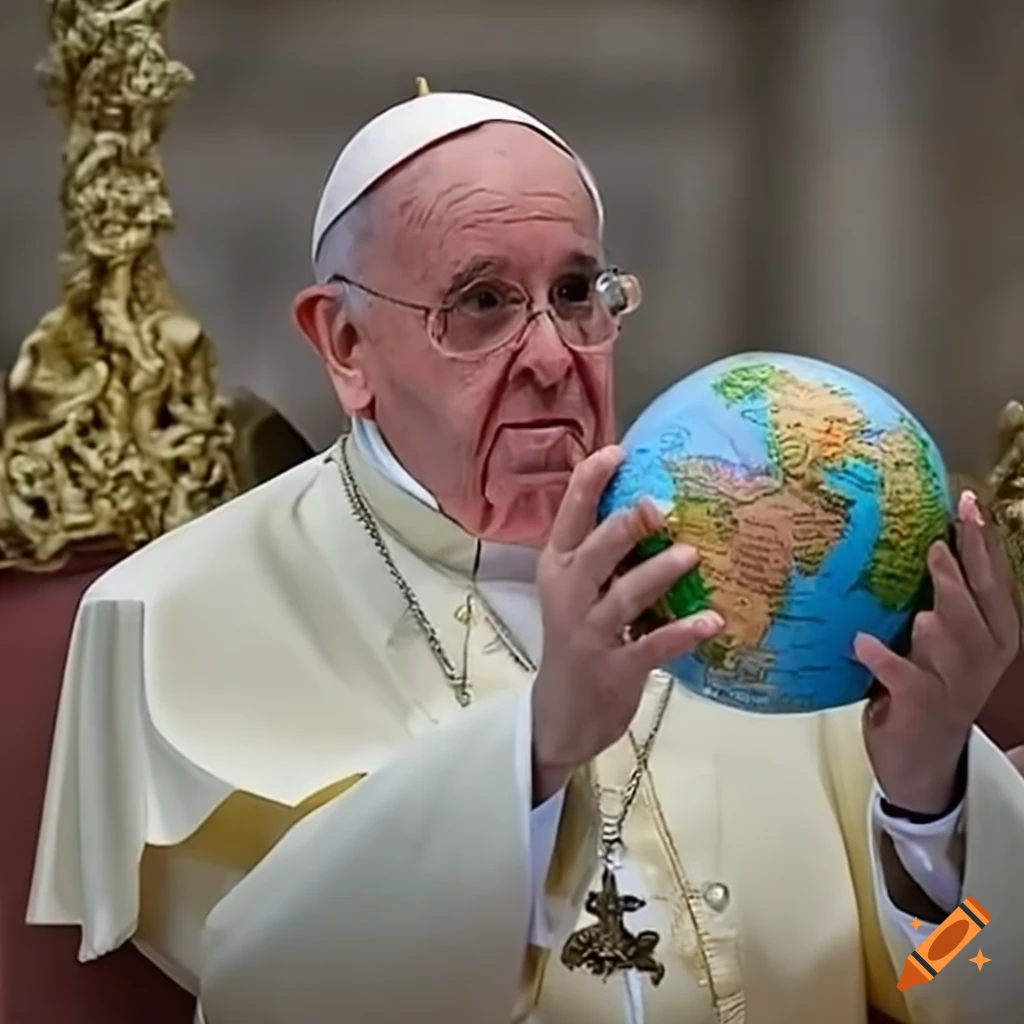 Image of pope francis holding the world globe on Craiyon