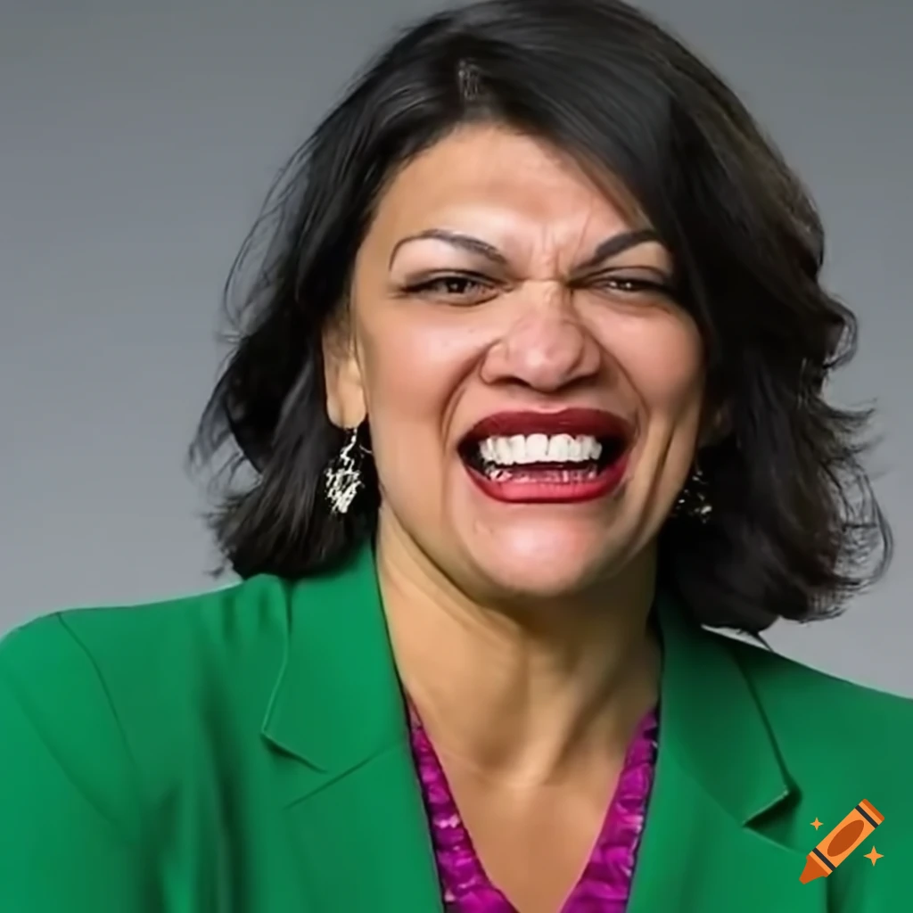 Photo of Rashida Tlaib expressing strong emotions on Craiyon