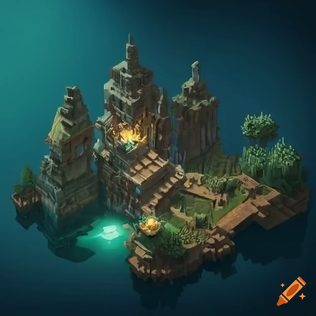 Detailed concept art of isometric outdoor environment on Craiyon