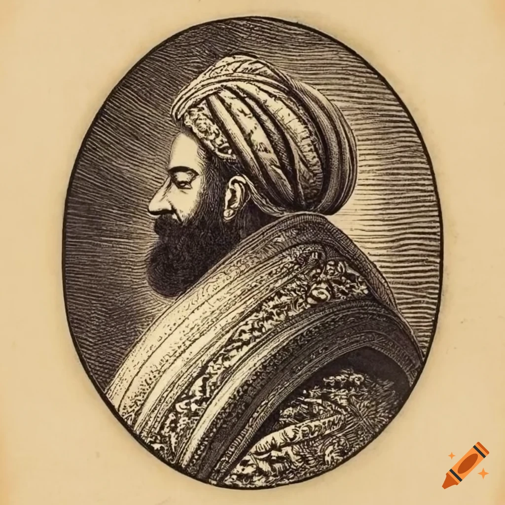 Engraving of Shamsuddin Ilyas Shah in European style on Craiyon