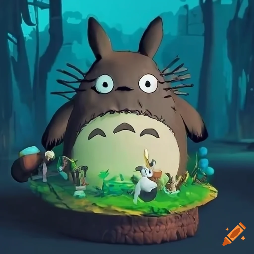 Realistic 3d totoro pointing a gun on Craiyon