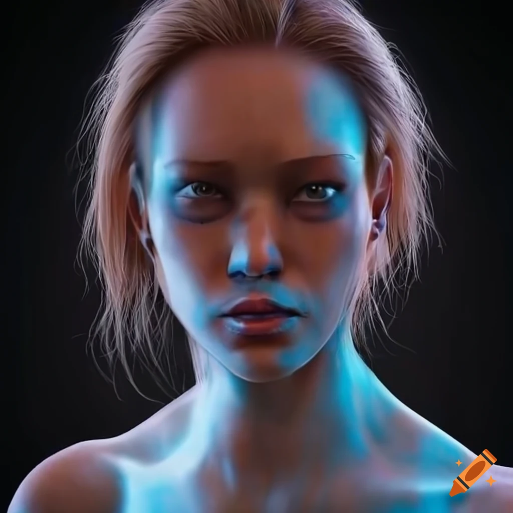 Realistic depiction of a human with transparent skin on Craiyon