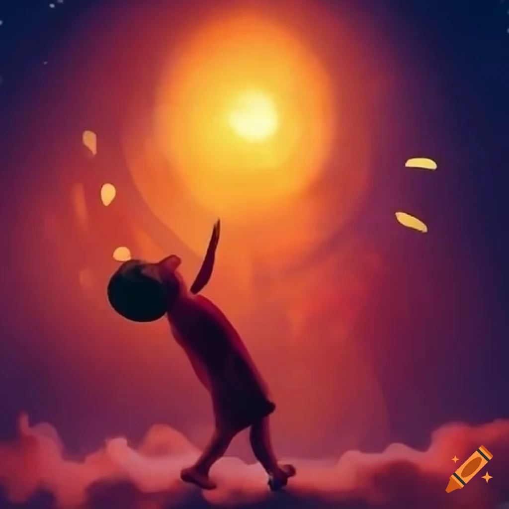 Humorous image of god handing a hot dog from heaven on Craiyon