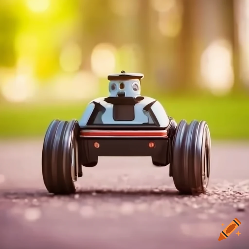 Mini car robot rolling in the park on Craiyon