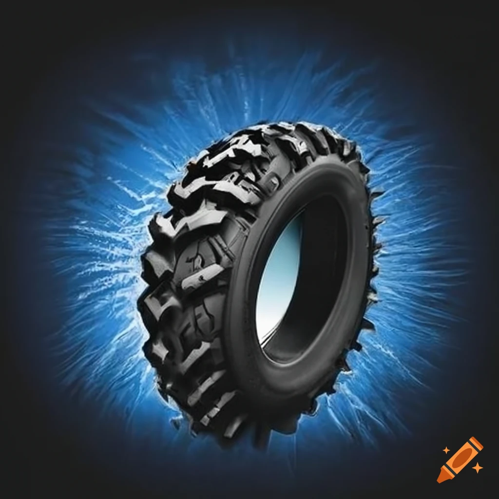 Logo of an ATV tire and blue Polaris RZR on Craiyon