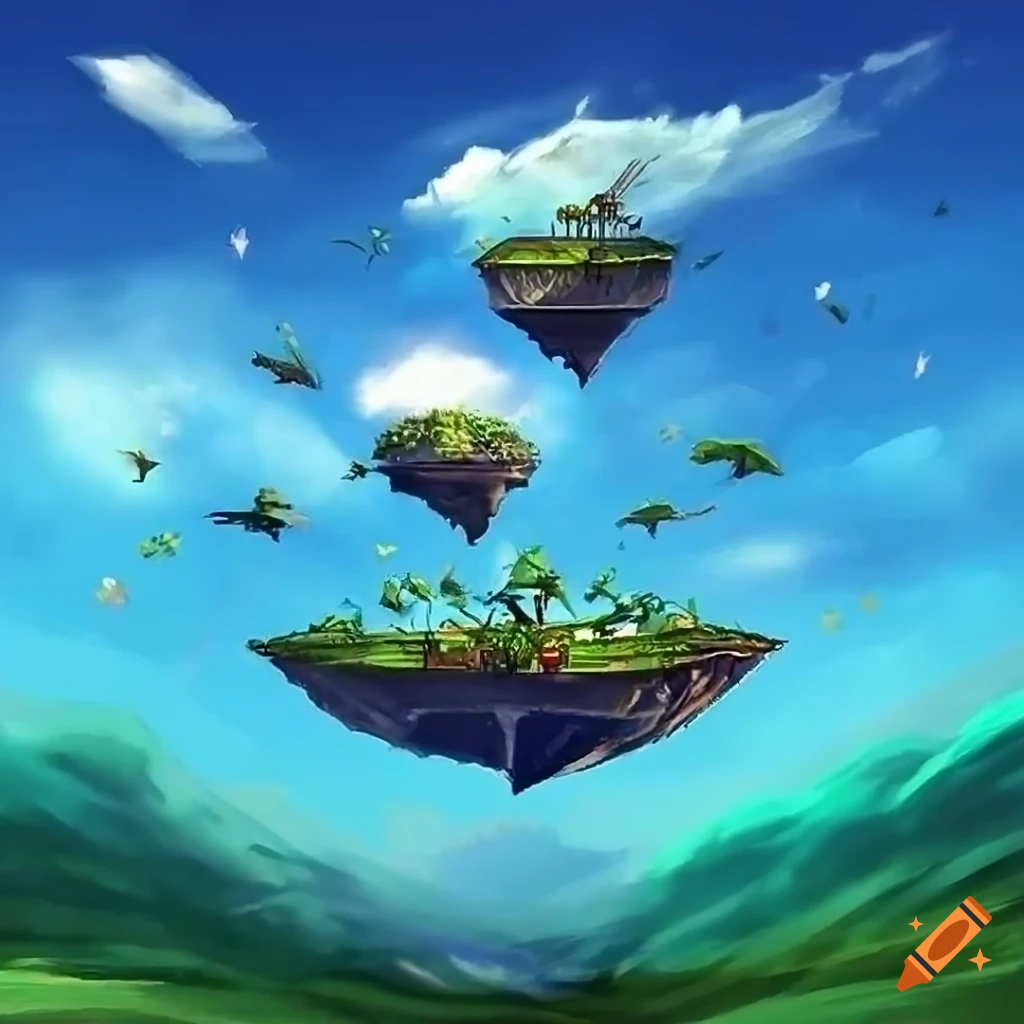 Fantasy art of floating islands on Craiyon