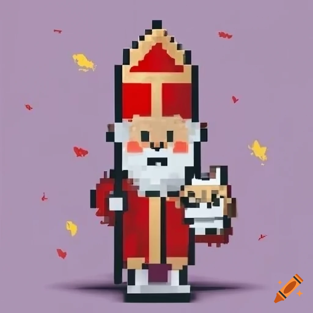 16 bit artwork of two cats collaborating with sinterklaas on Craiyon
