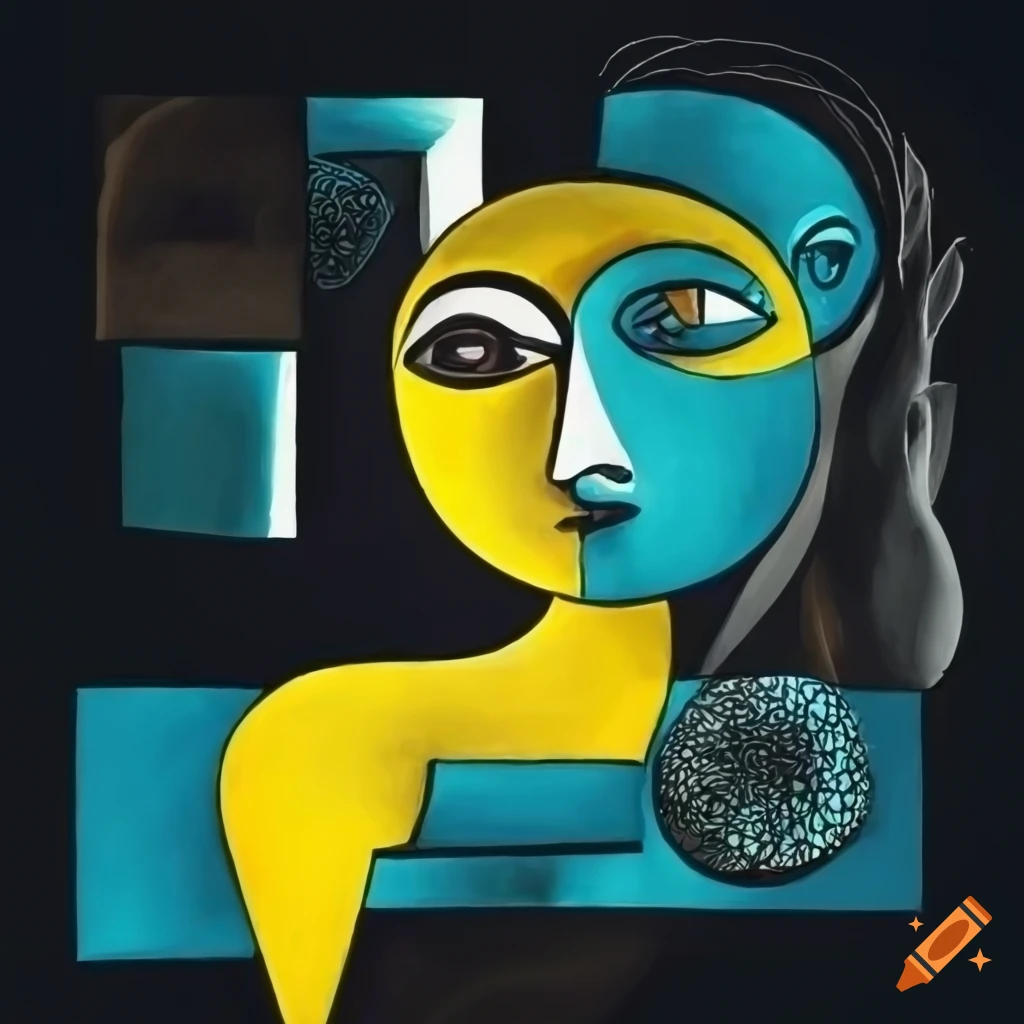 Abstract black and white cubist artwork on Craiyon