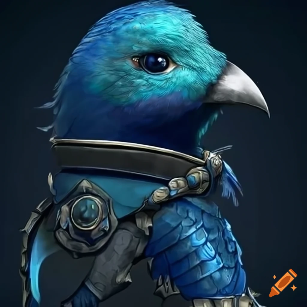 Blue bird in fullbody armor