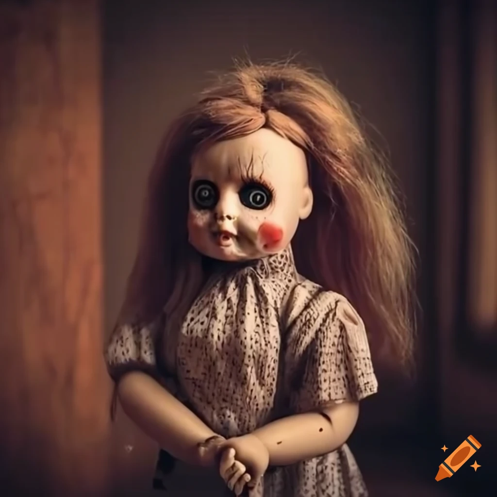 Haunting vintage room with lifelike doll on Craiyon