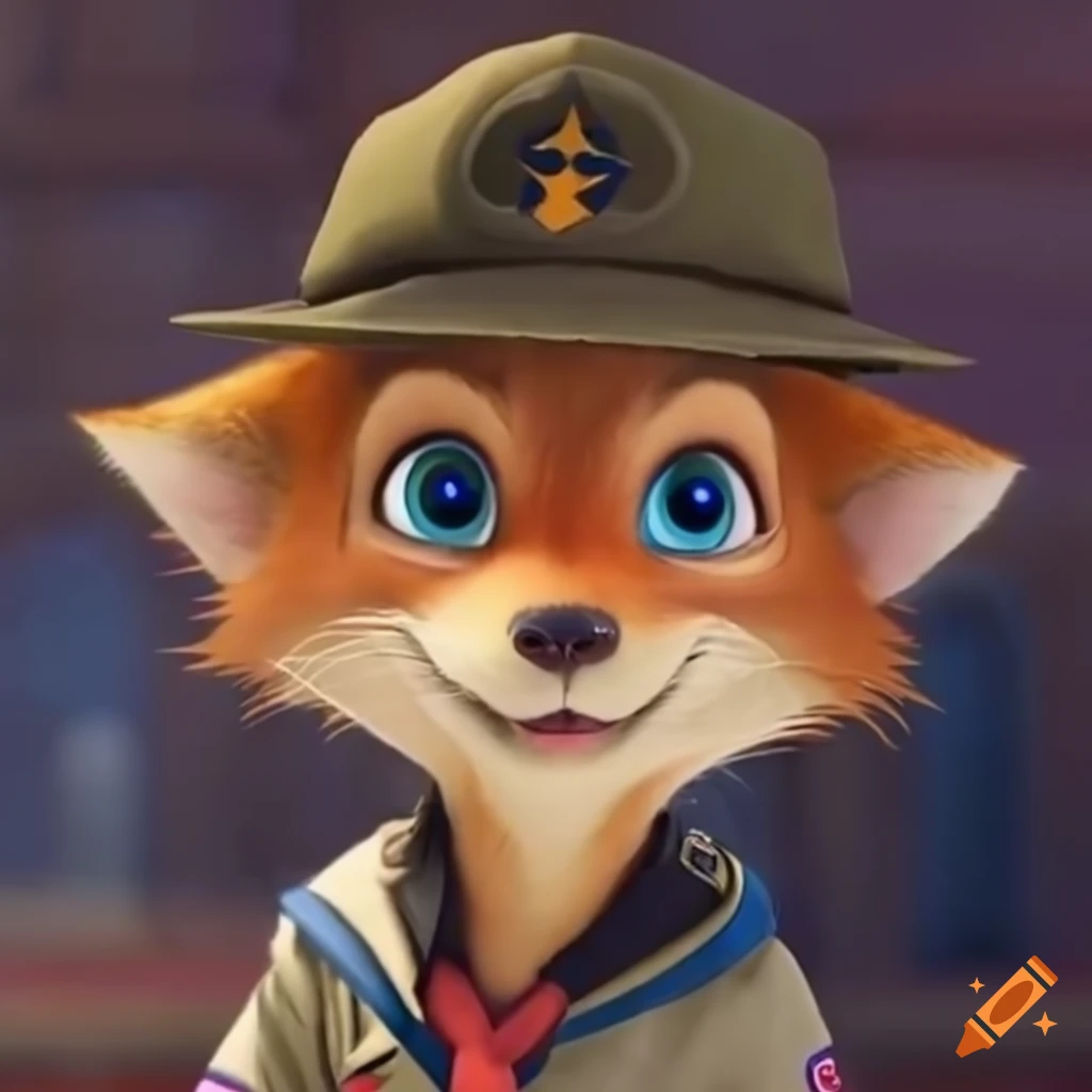 Sora the fox wearing a scout uniform from zootopia on Craiyon
