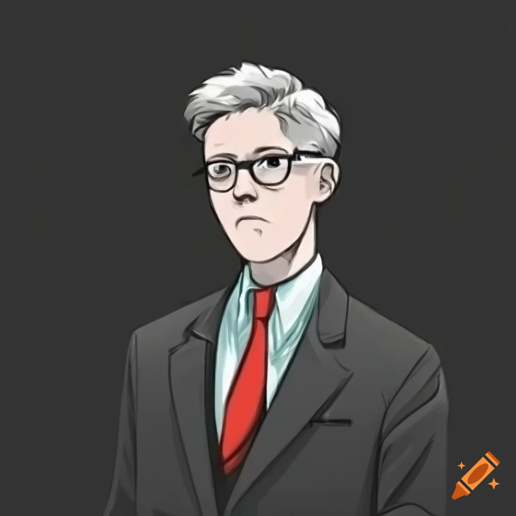 Cartoon illustration of a blonde man in a suit on Craiyon