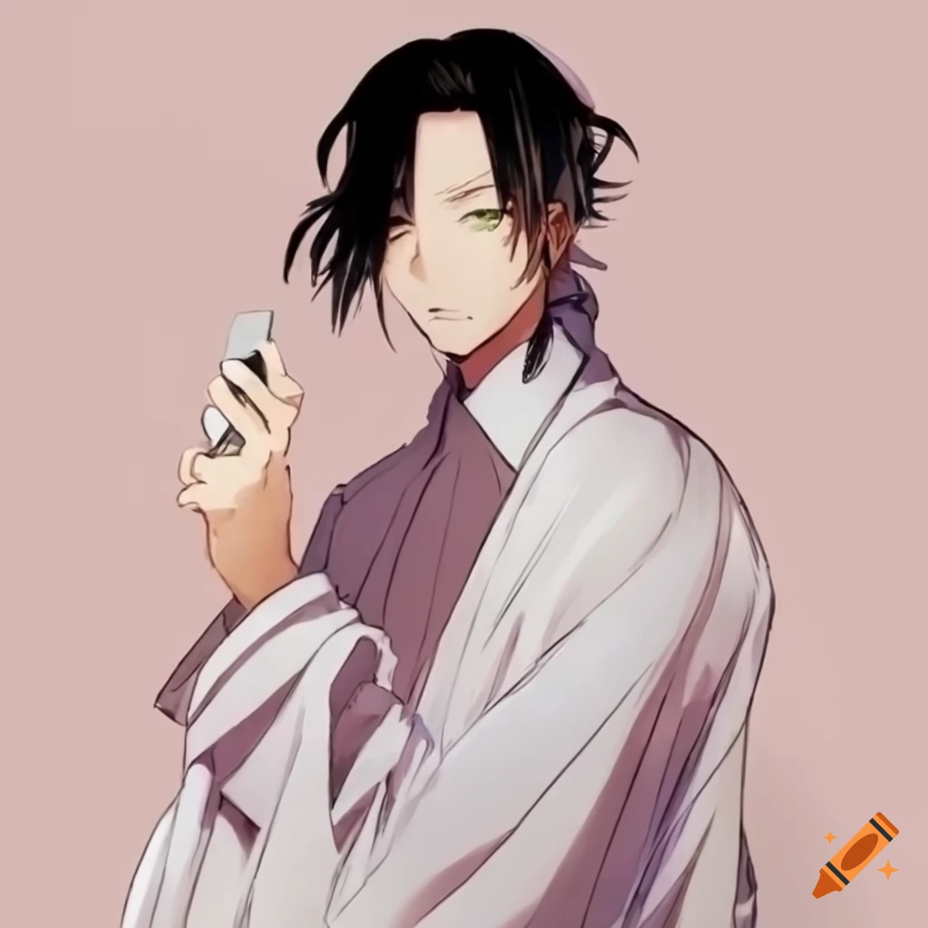 Portrait of geto suguru using a mobile phone