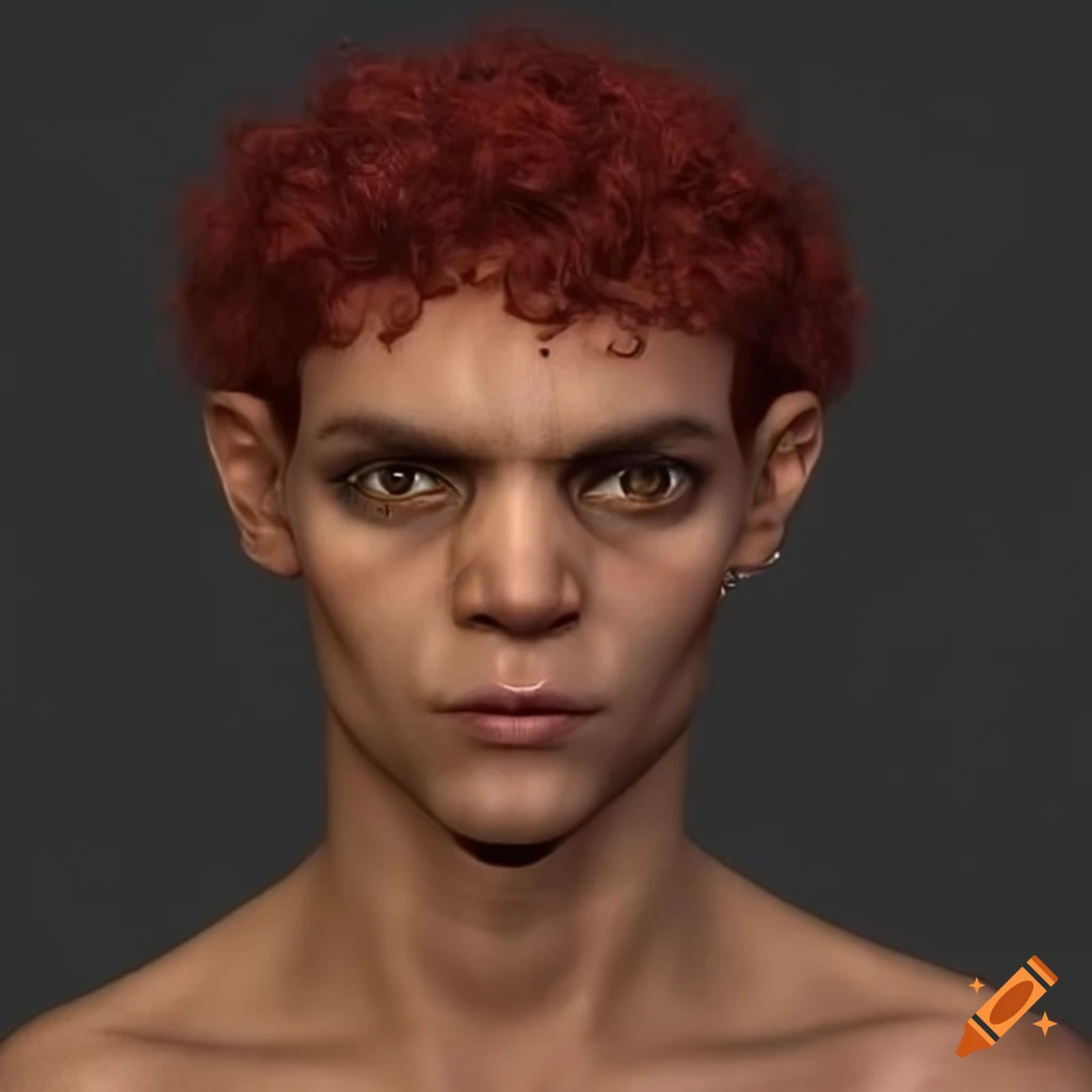 Illustration of a maroon-haired humanoid alien man