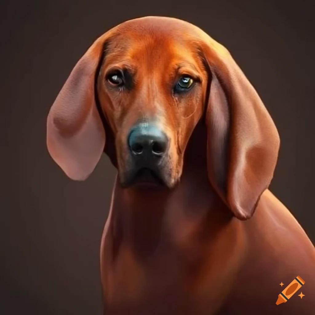 Redbone coonhound with a squirrel