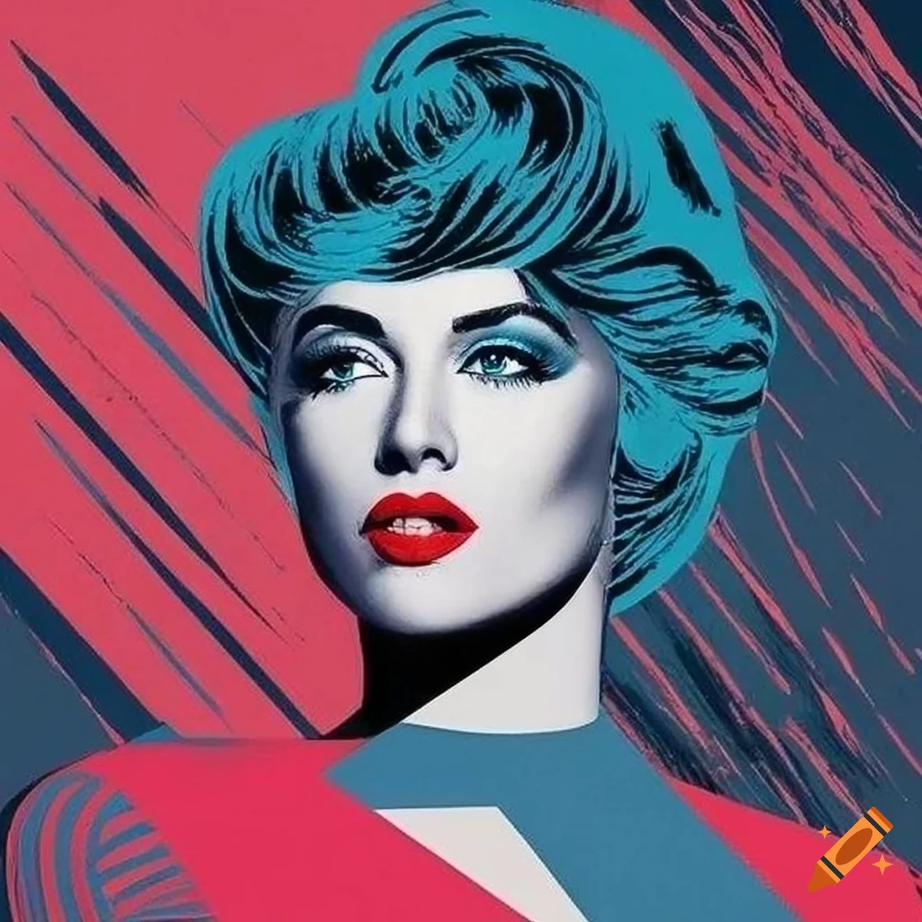 Pop art poster of a woman in warhol/lichtenstein style on Craiyon