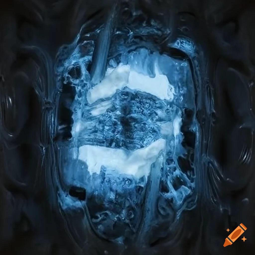 abstract art of melting ice and Giger like tiles on Craiyon