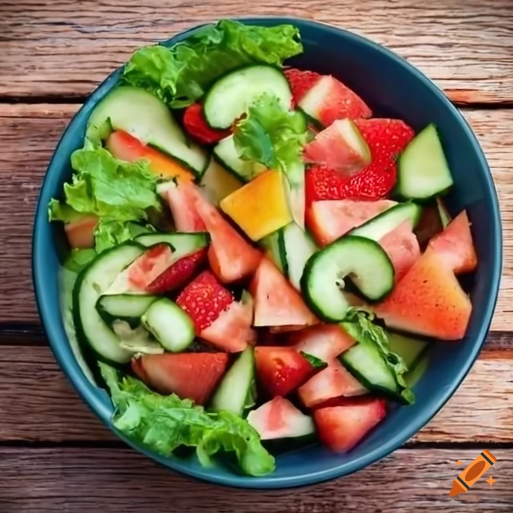 Colorful and refreshing fruit and vegetable salad on Craiyon