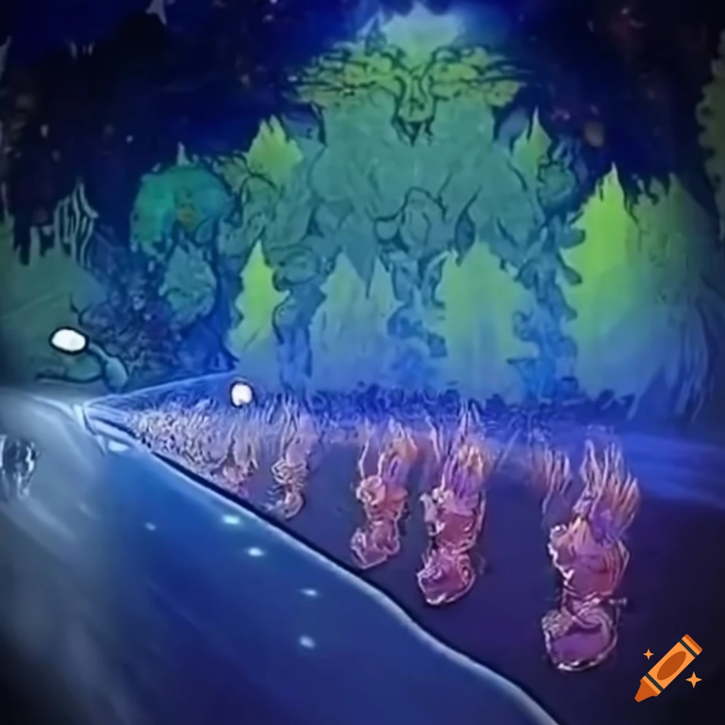 Memes with sparkling effect on a road on Craiyon