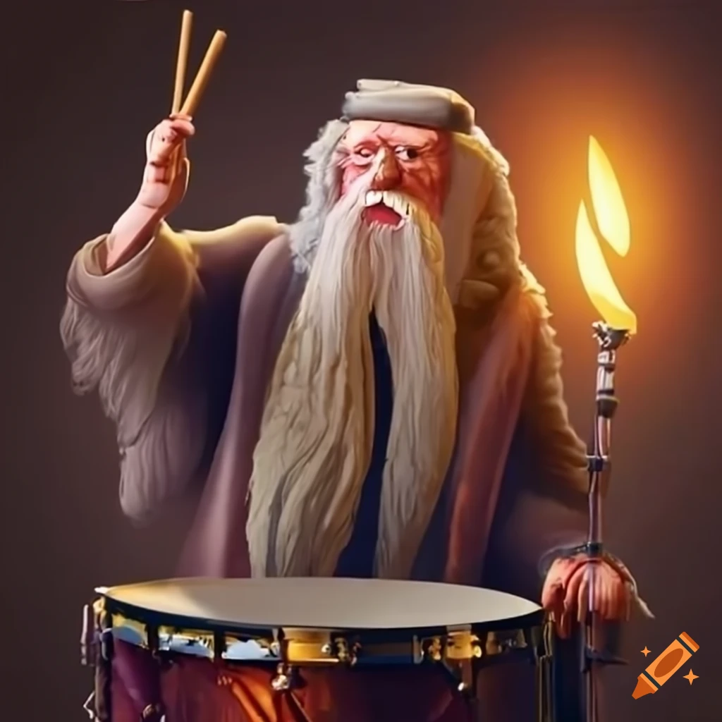 Dumbledore playing the drums