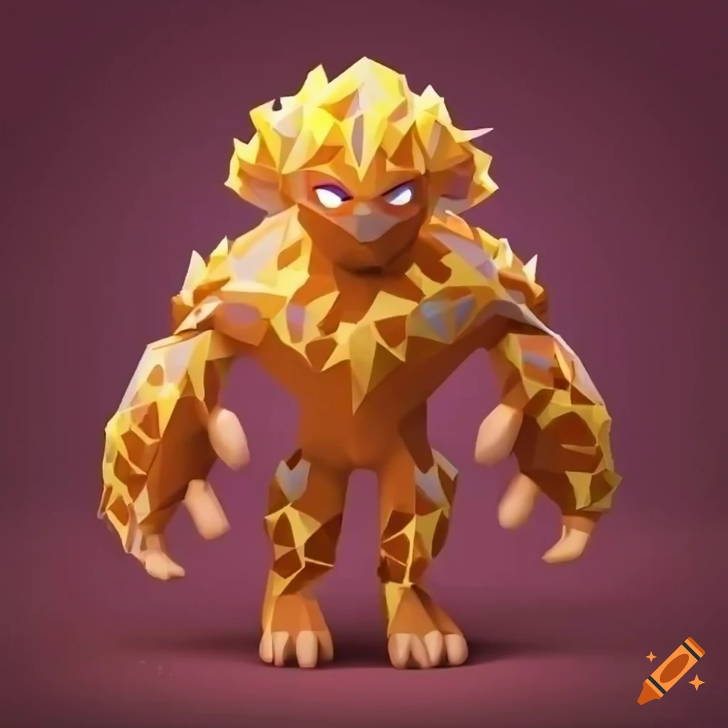 Lowpoly cartoon monster with elemental magic powers on Craiyon