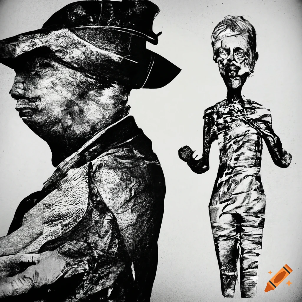 Black and white dadaism collage drawings