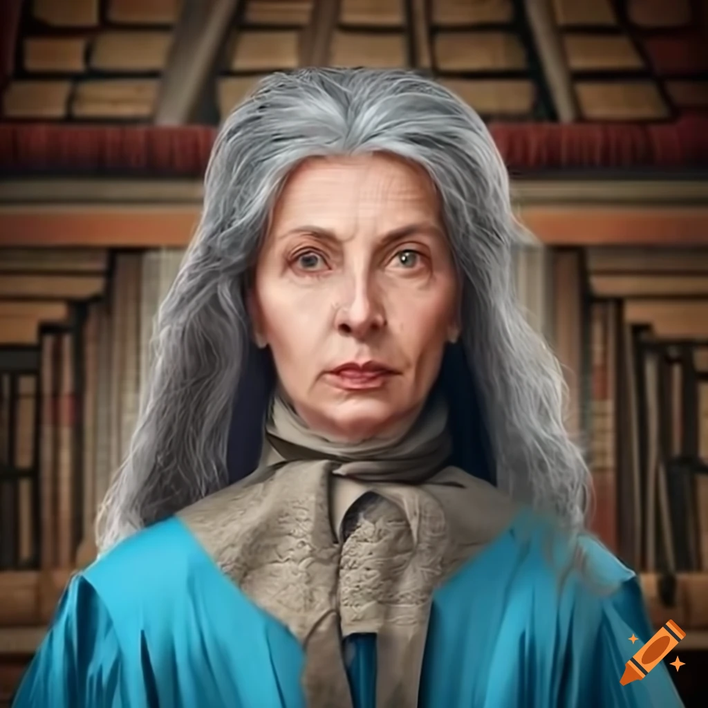 Portrait of a woman in an ancient library