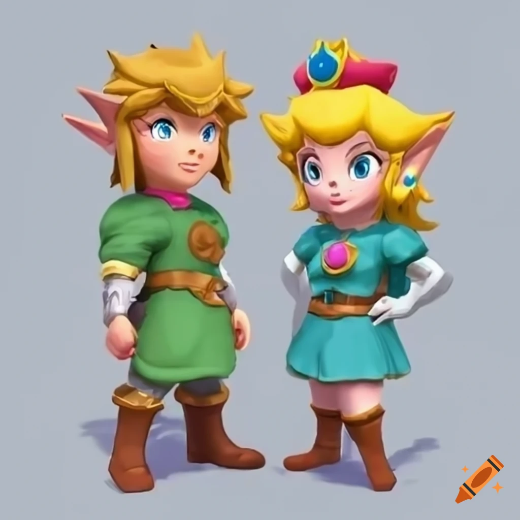 Link and princess peach, dressed in each other´s outfit, detailed on ...