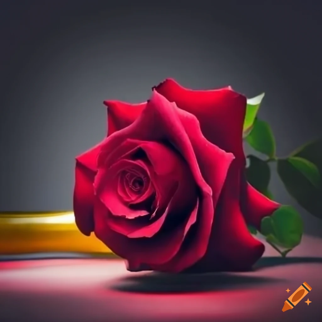 Romantic bunch of red roses with mountain panorama in the background on ...