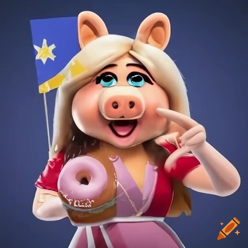 Miss piggy talking to a marine on thanksgiving on Craiyon