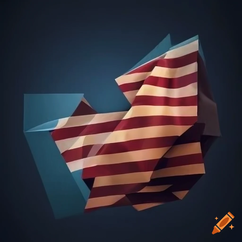 Cubist-style abstract american flag on Craiyon