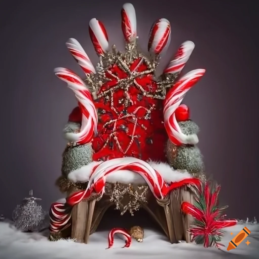 Candy cane and pine needle christmas throne