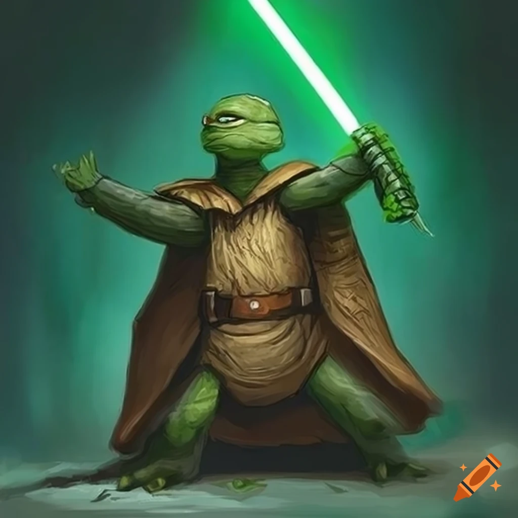 Unique artwork of a turtle jedi on Craiyon