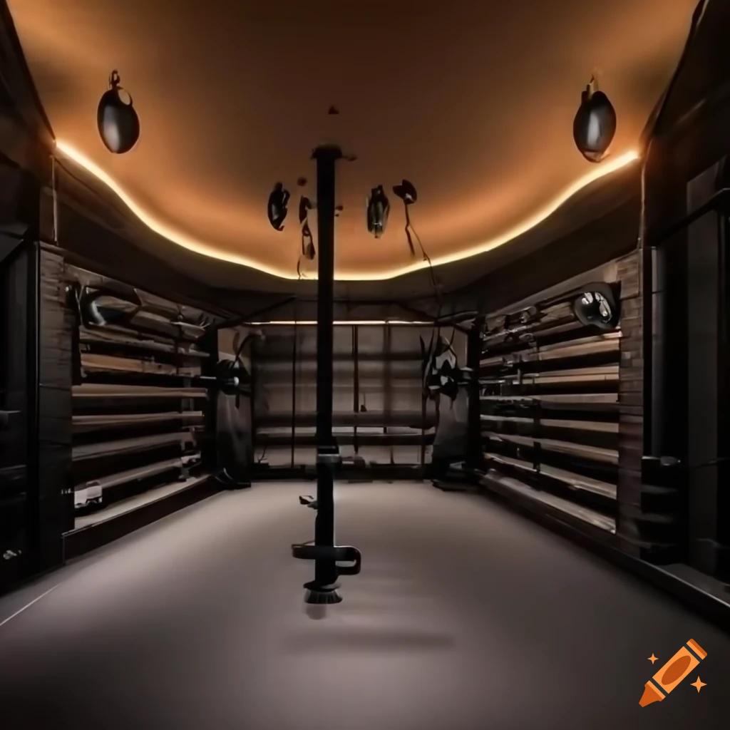 Luxury gym with oak finishes and green plants on Craiyon