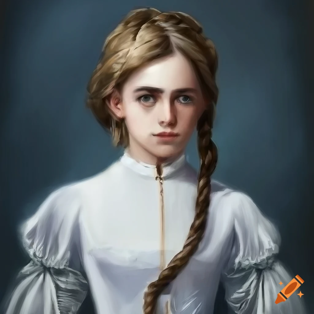 Oil portrait painting of a pale, androgynous person in a victorian ...