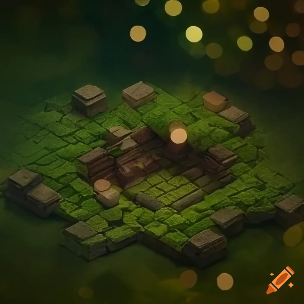 Isometric printed grass rpg tile