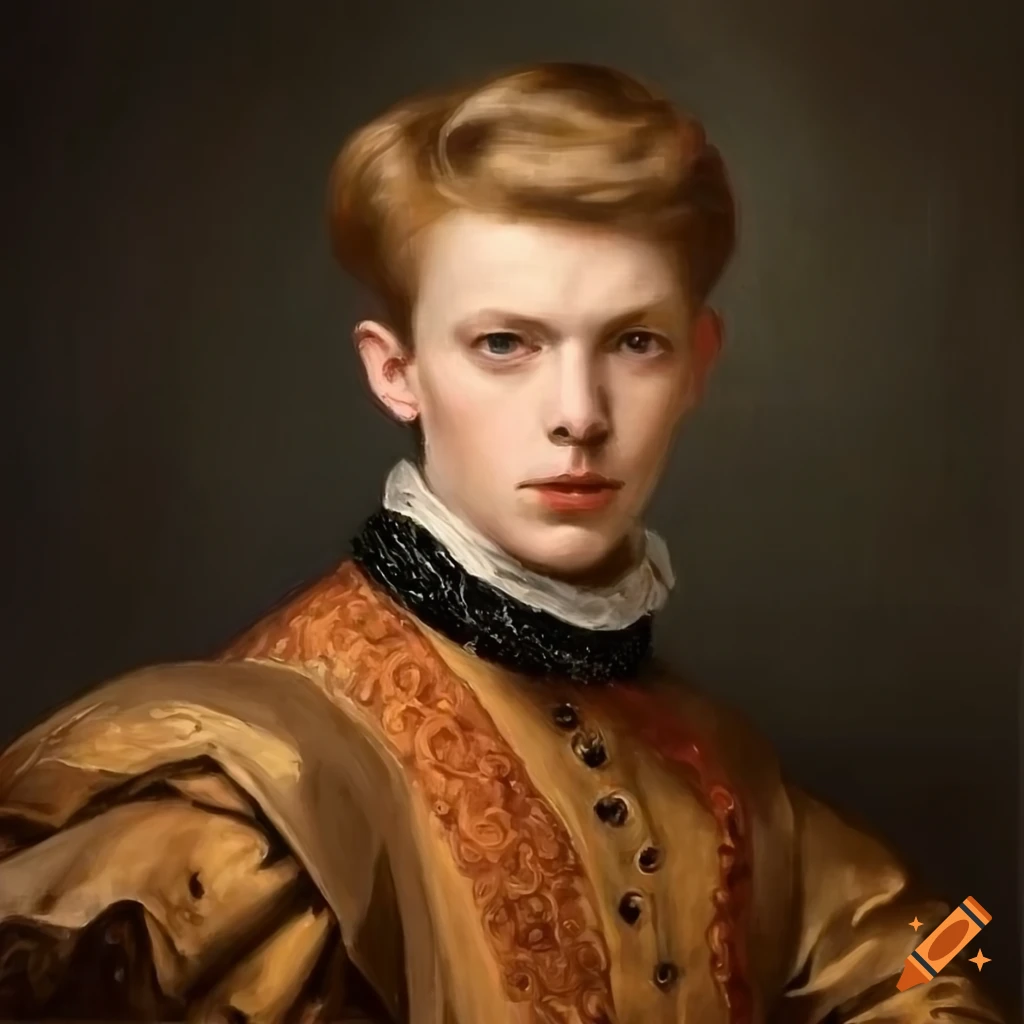 Young dark-haired man in handsome renaissance courtier attire on Craiyon