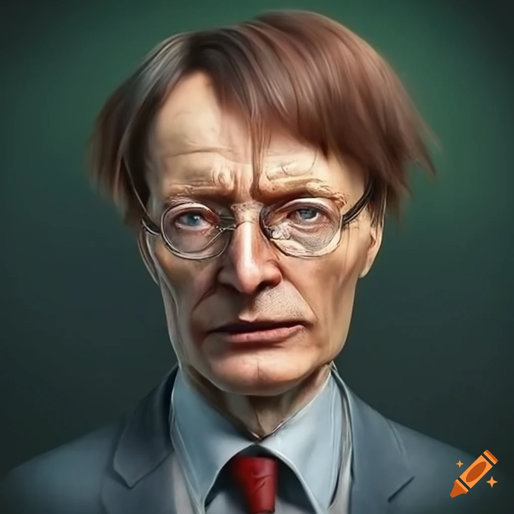 Hyper-realistic artwork of karl lauterbach surrounded by plants