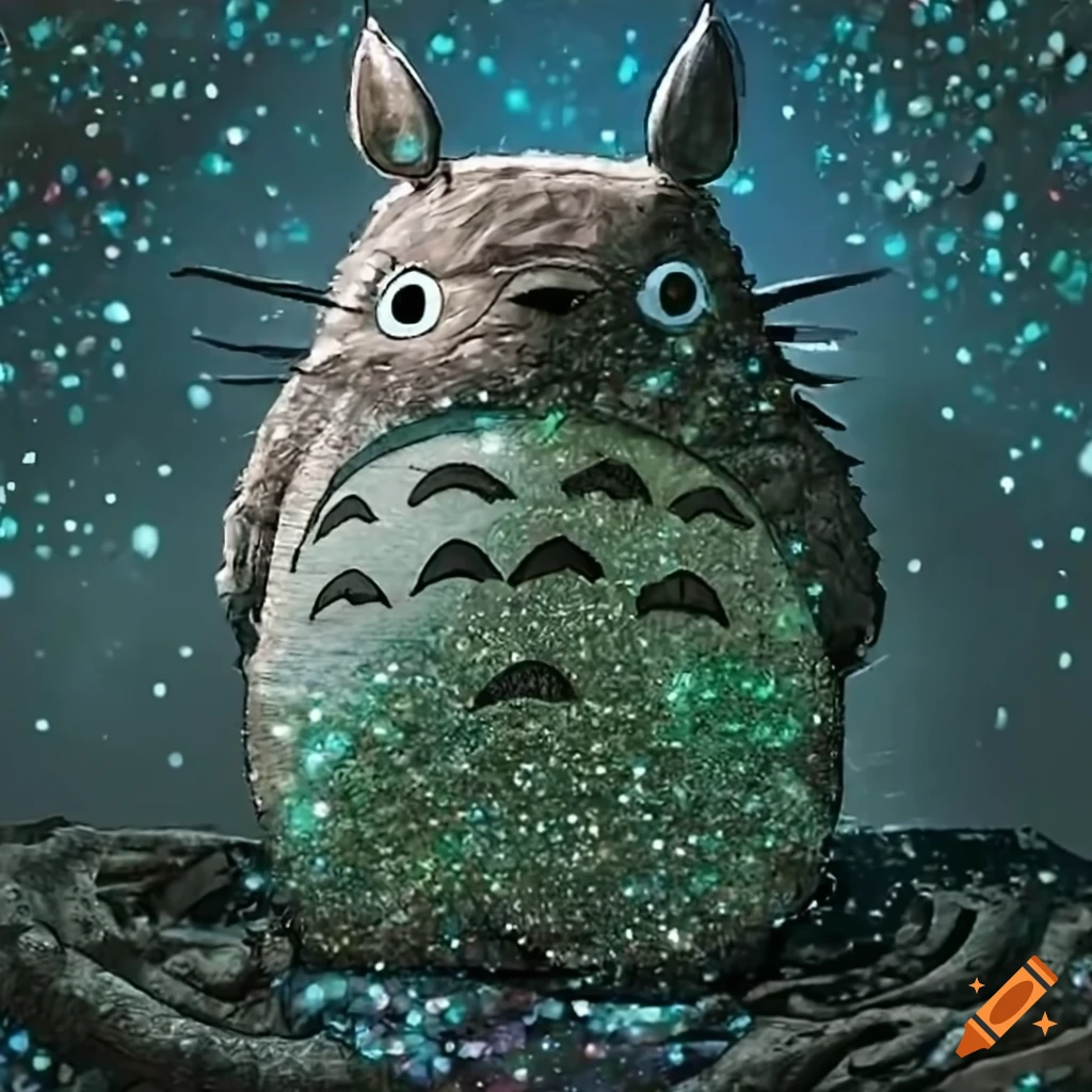 Totoro blade runner video game with a glittery cover on Craiyon