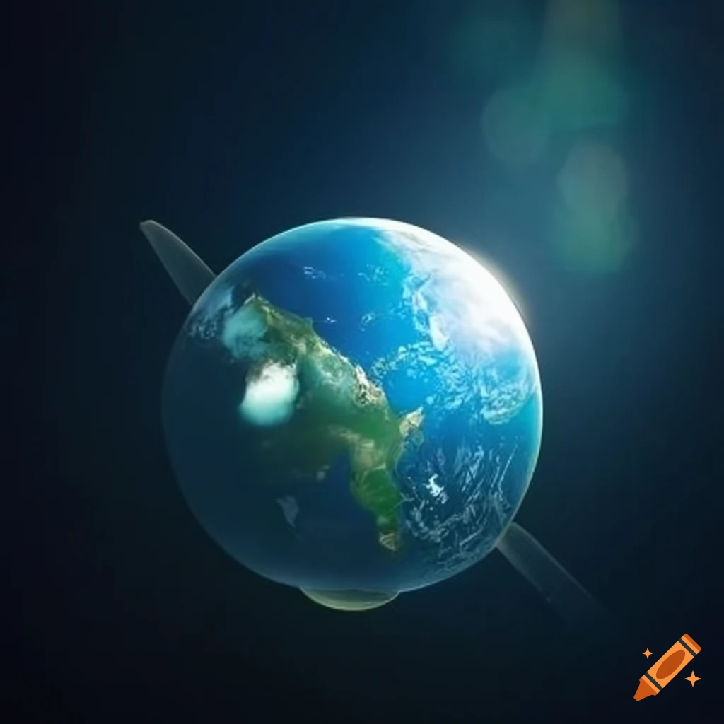 Glass earth with plane flying in the sky on Craiyon