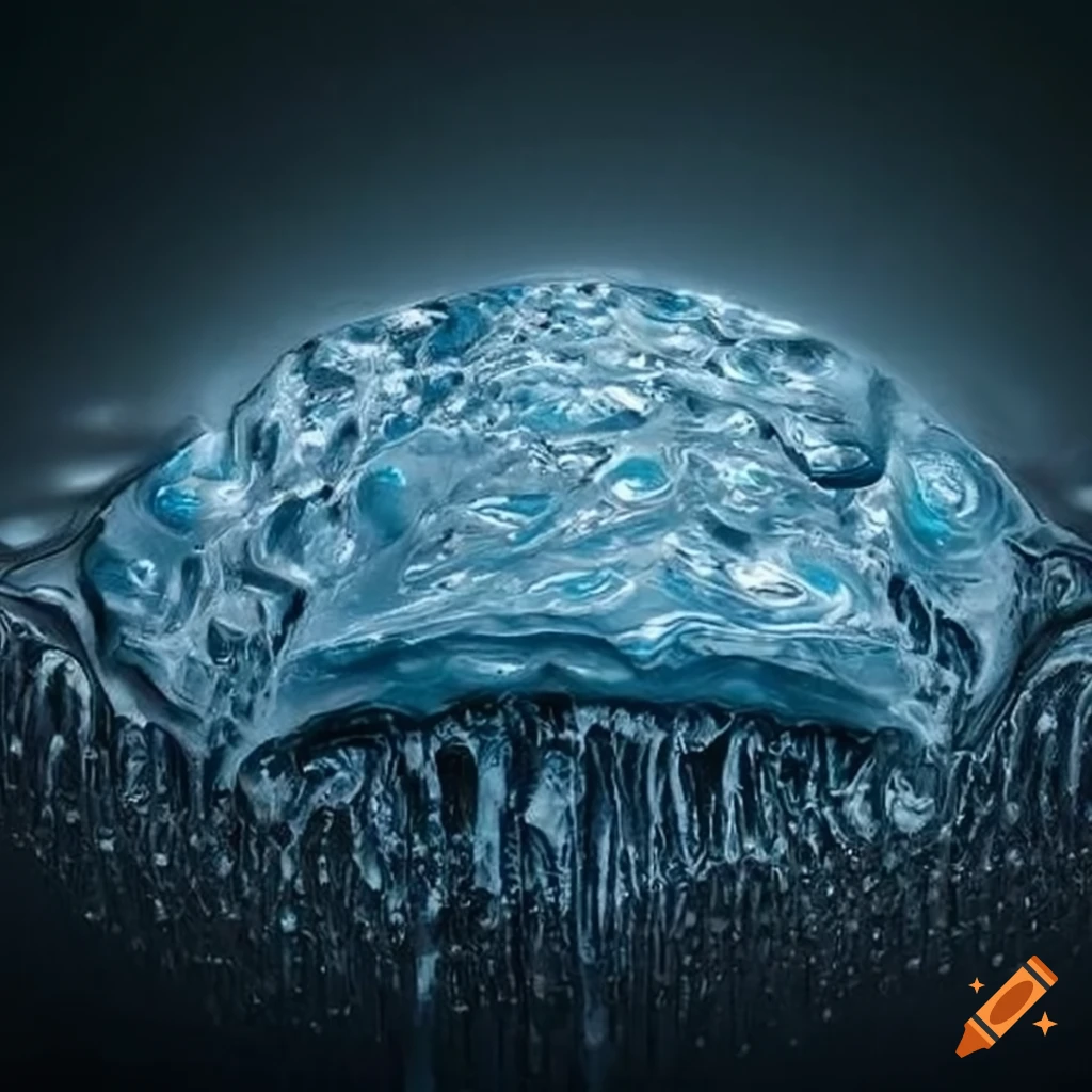 Abstract art of melting ice and giger-like tiles