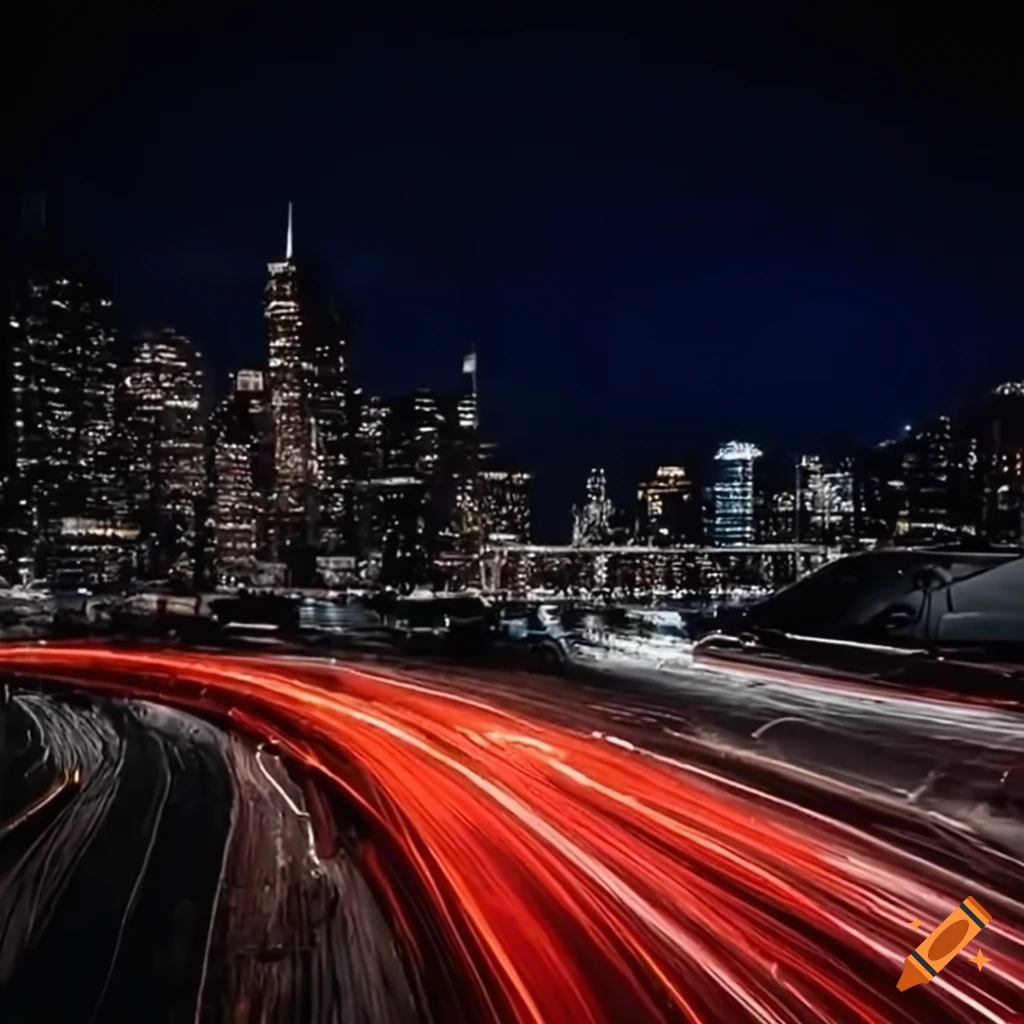 Nighttime Cityscape With A Supercar On A Highway On Craiyon nighttime-cityscape-with-a-supercar-on-a-highway-on-craiyon