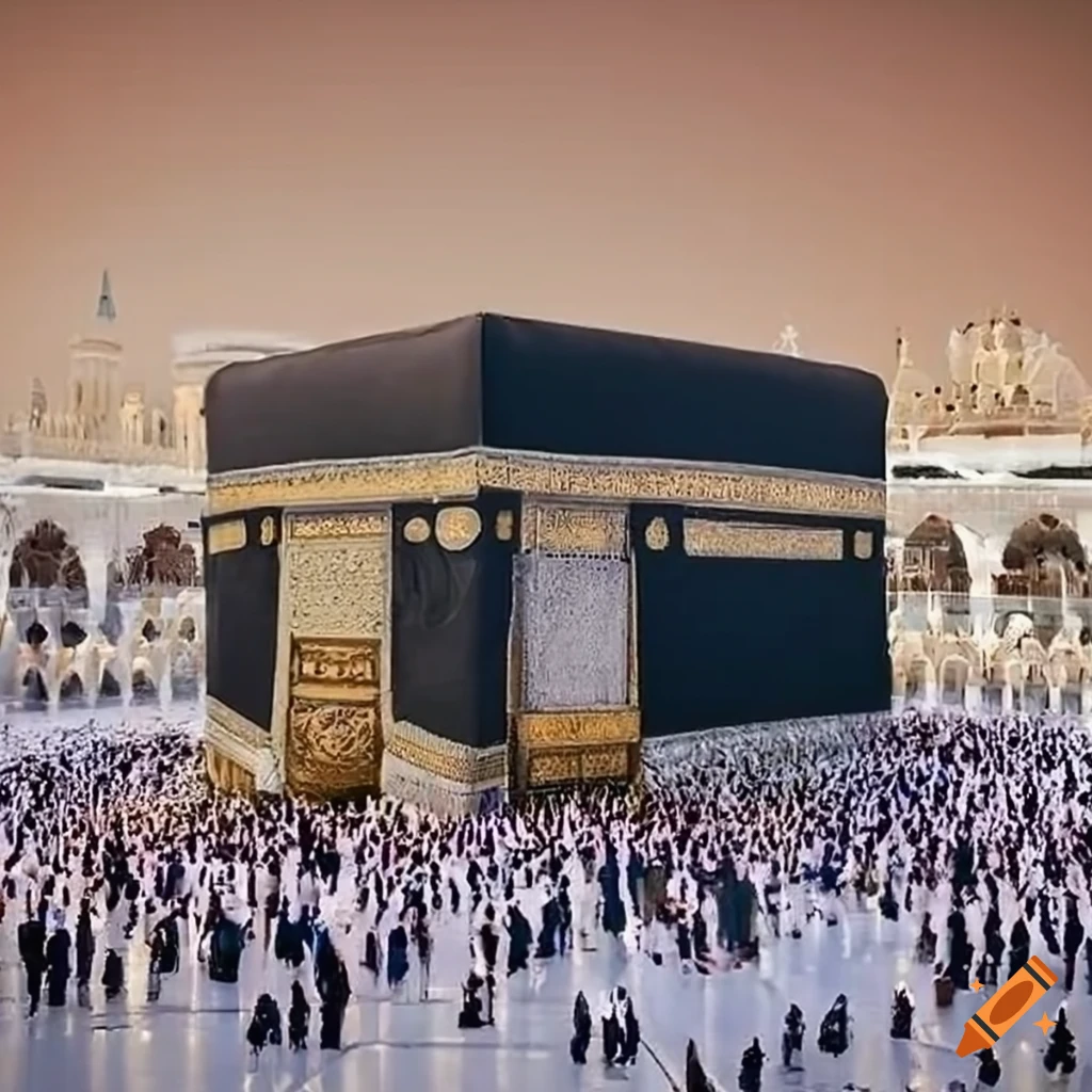 Rainy view of the kaaba on Craiyon