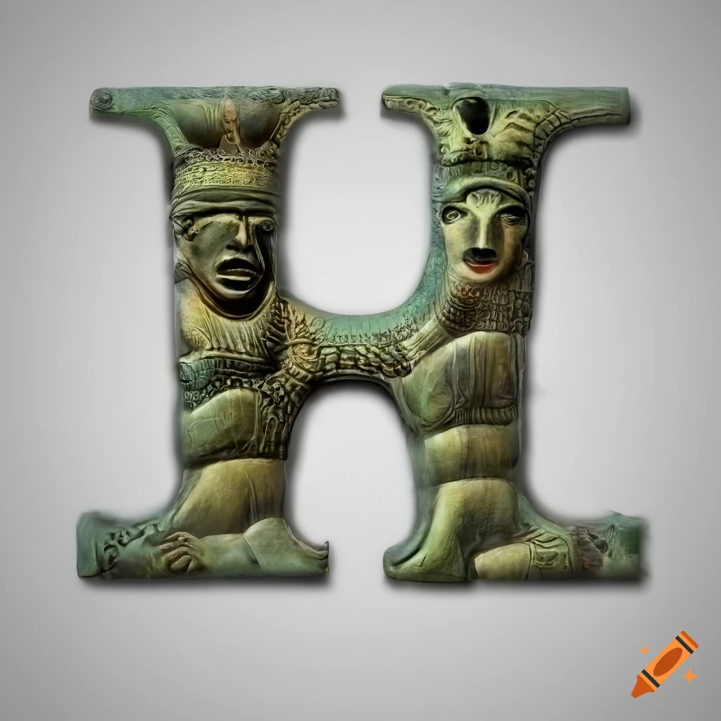 Ultra realistic letter A with Etruscan masks on Craiyon