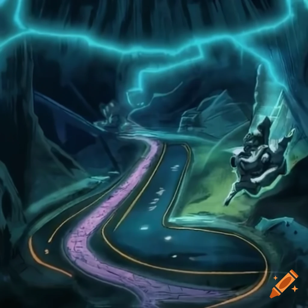 Highway map for Yu-Gi-Oh! card game on Craiyon
