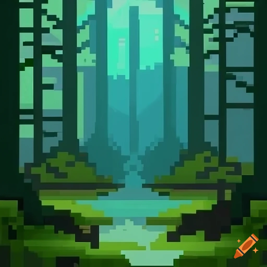 Pixel Art Of A Forest