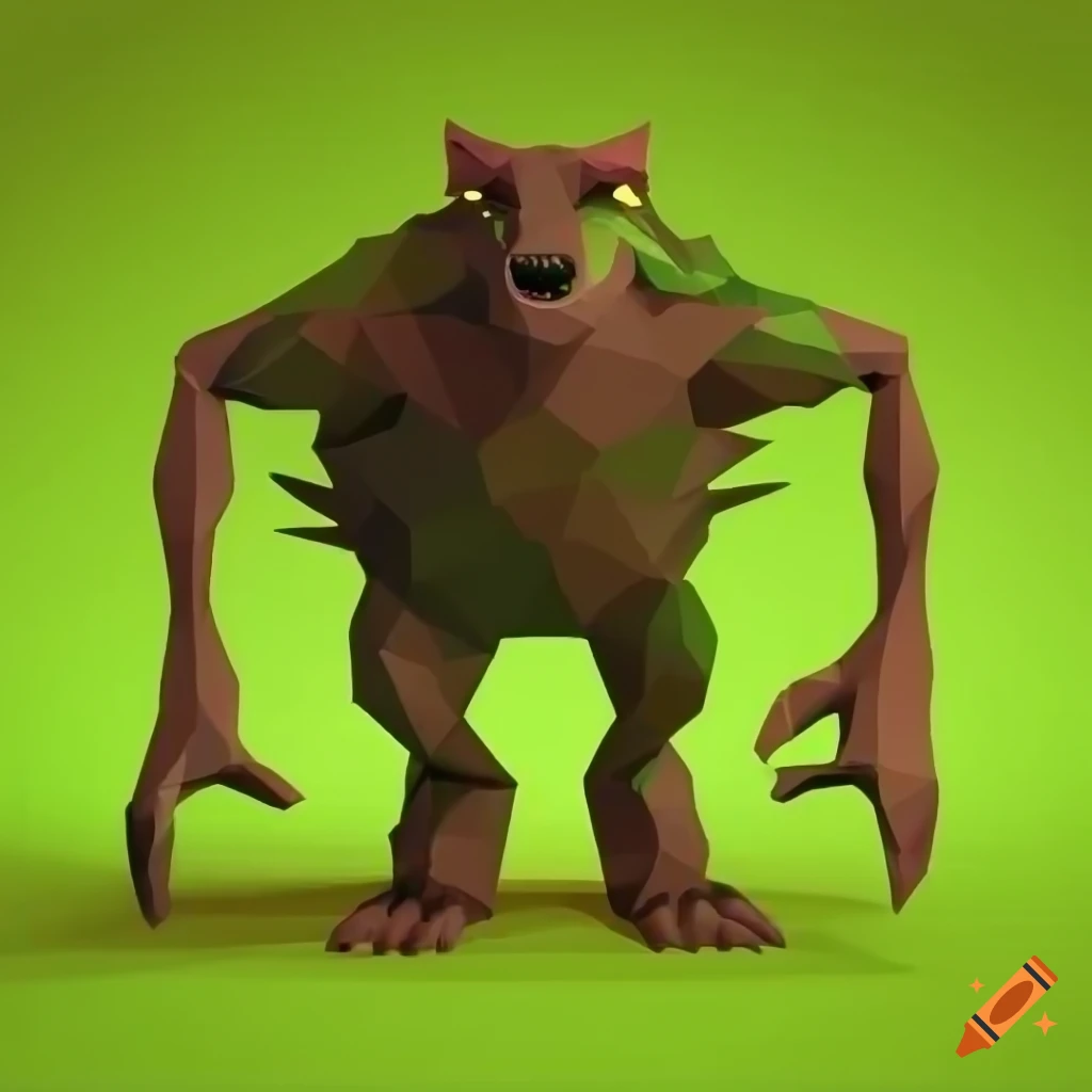 Cartoon rendering of a forest monster on Craiyon
