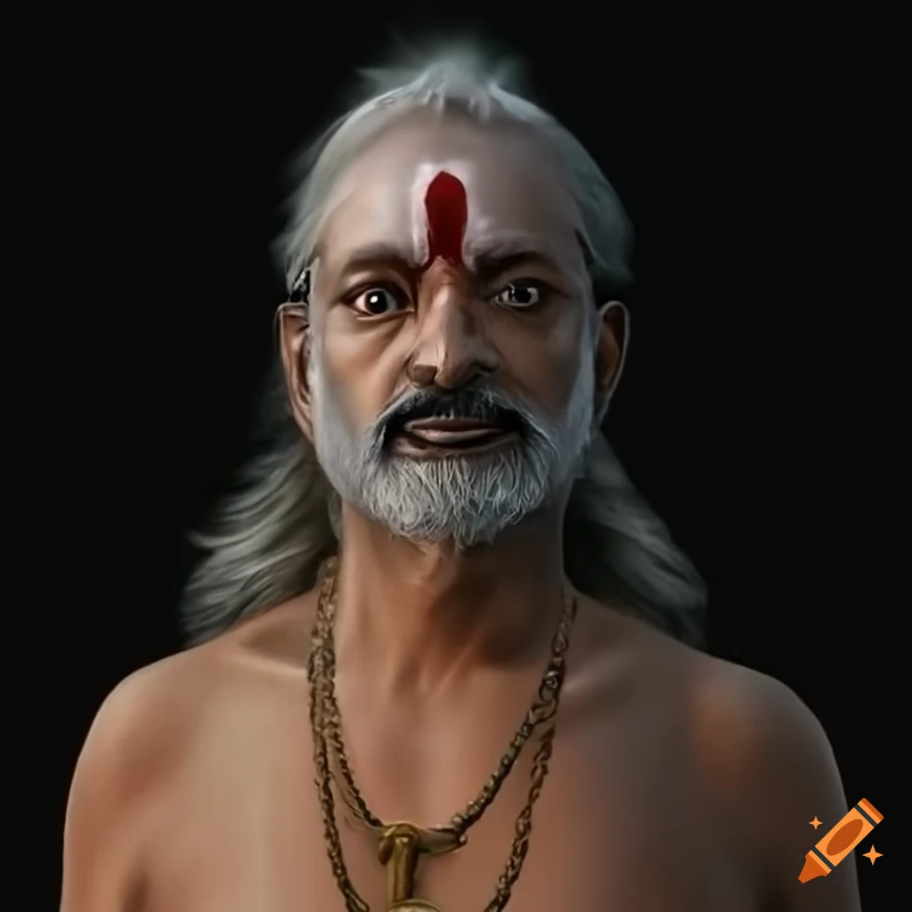 Indian monk standing who has a army of wolfs, facing the enemies on Craiyon