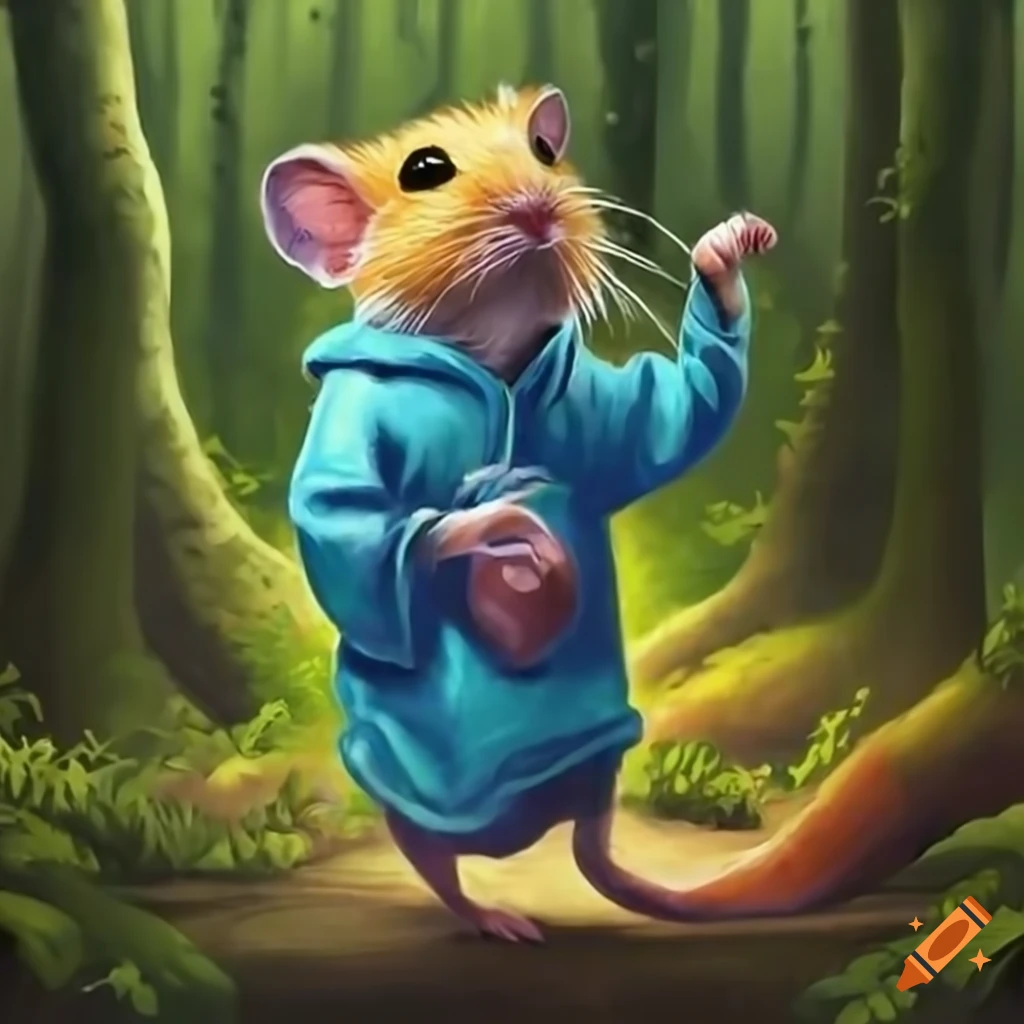 Image of a mythical hamster mouse in a hoodie