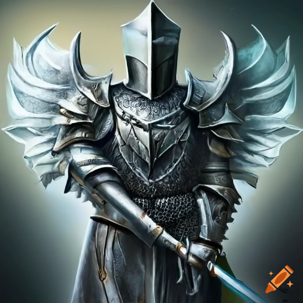White knight with dragon wings and dual wielding axes